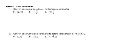 Solved From Polar To Rectangular And Vice Versa Lesson Chegg Com
