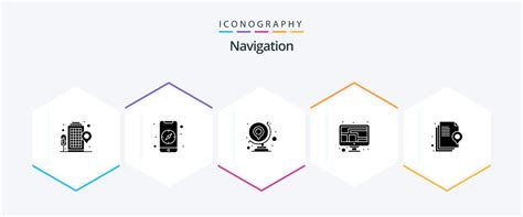Navigation 25 Glyph Icon Pack Including Document Monitor Gps Map Gps 19748821 Vector Art At
