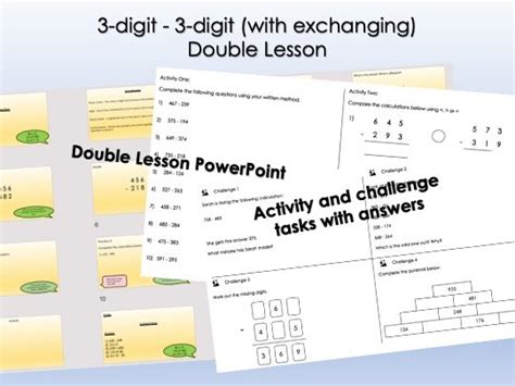 Year 3 Addition And Subtraction 3 Digit 3 Digit Double Lesson Exchanging Teaching Resources