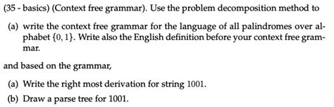 solved 35 basics context free grammar use the problem