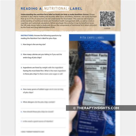 Reading A Nutritional Label Adult And Pediatric Printable Resources For Speech And