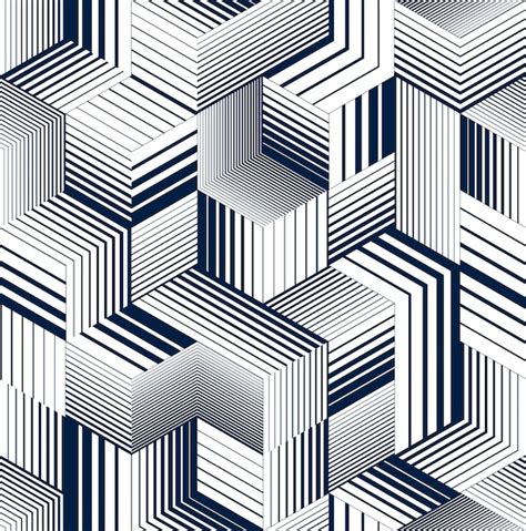 Premium Vector 3d Cubes Seamless Pattern Vector Background Lined Dimensional Blocks