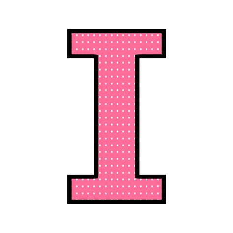 Letter I Pink With White Dots