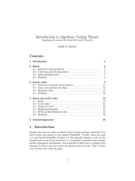 supplementary material for coding theory pdf matrix mathematics mathematical concepts