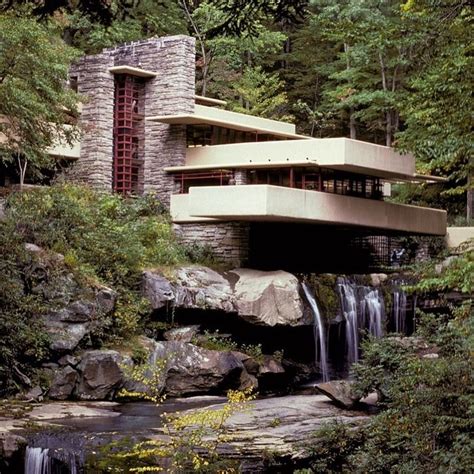 Дом над водопадом от Фрэнка Ллойда Райта Стиль Райта Фрэнк
