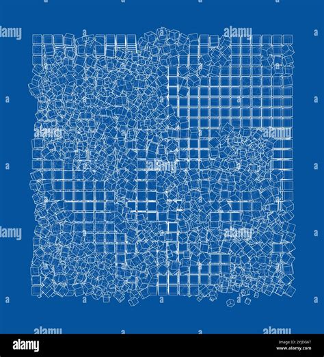 Wireframe Boxes Sketch Style 3d Rendering Vector Stock Vector Image