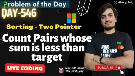 Count Pairs Whose Sum Is Less Than Target Two Pointers Gfg Potd