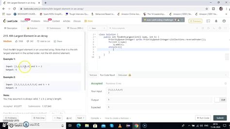 K Largest Element In An Array Leetcode 215 Java Hindi Youtube