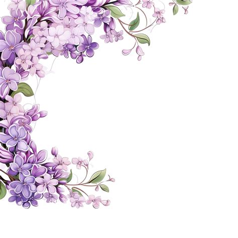 Beautiful Lilac Flower Corner Illustration Watercolor Clipart