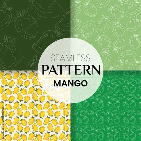 Vector Seamless Mango Pattern Wallpaper 4 Pieces Combo Box Patterns Of