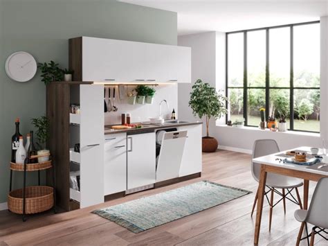 Respekta Kuchyně Oliver Bílá Dub 225 Cm Skl Deska Lednice Myčka Koupit V Obi