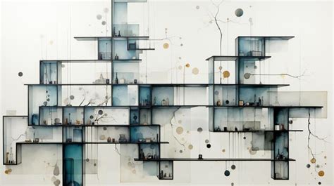 Premium Ai Image Abstract Architectural Composition With Suspended Elements And Translucent Layers