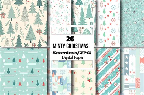 Minty Christmas Seamless Digital Paper Graphic By Vintage · Creative Fabrica