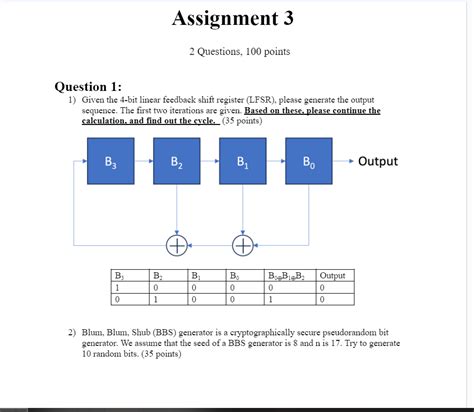 Solved Question 1 1 Given The 4 Bit Linear Feedback Shift