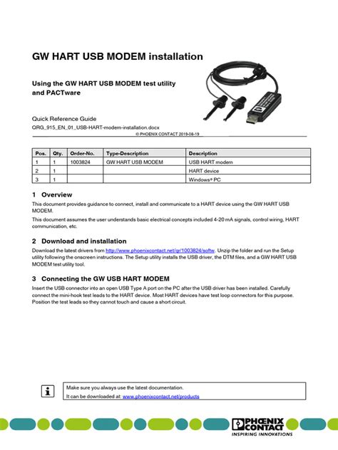 Qrg 915 En 01 Usb Hart Modem Installation Pdf Usb Modem