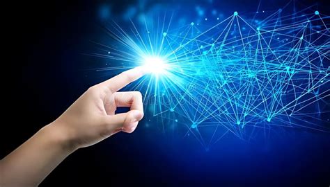 A Finger Touches A Screen Activating A Glowing Digital Network Connection Stock Illustration