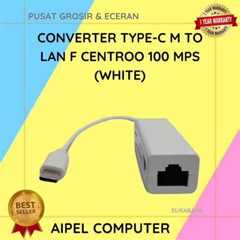 Jual Lan C Converter Type C Male To Lan Female Centroo Mps White Shopee Indonesia