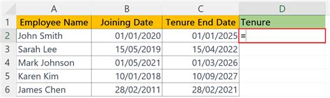 how to calculate tenure in years and months in microsoft excel