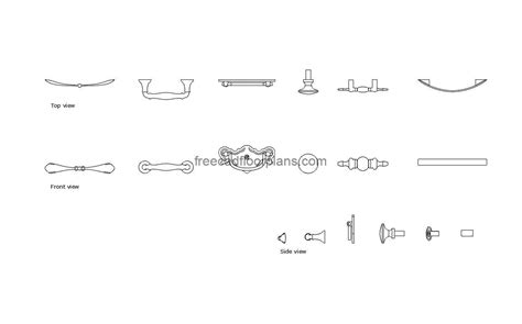 6 Traditional Drawer Pulls Free Cad Drawings