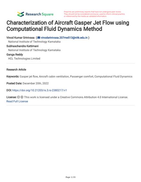 Pdf Characterization Of Aircraft Gasper Jet Flow Using Computational
