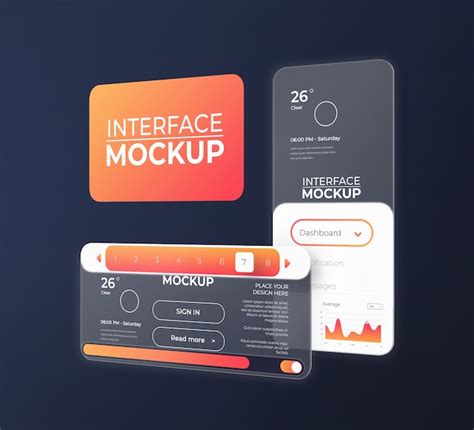 Premium PSD Interface Mockup With Glass Effect
