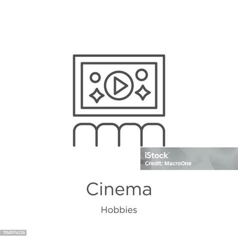 취미 컬렉션에서 영화 아이콘 벡터입니다 얇은 라인 시네마 개요 아이콘 벡터 일러스트 레이 션입니다 웹 사이트 디자인 및 모바일 앱 개발을 위한 개요 얇은 라인 시네마 아이콘