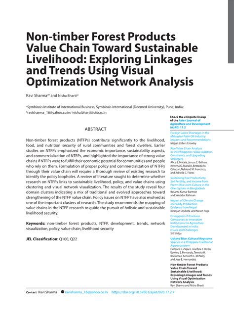 Non Timber Forest Products Value Chain Toward Sustainable Livelihood Exploring Linkages And