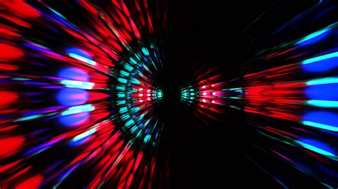 Red Blue Fractal Tunnel With Iridescent Reflect Light Abstract Vj Loop