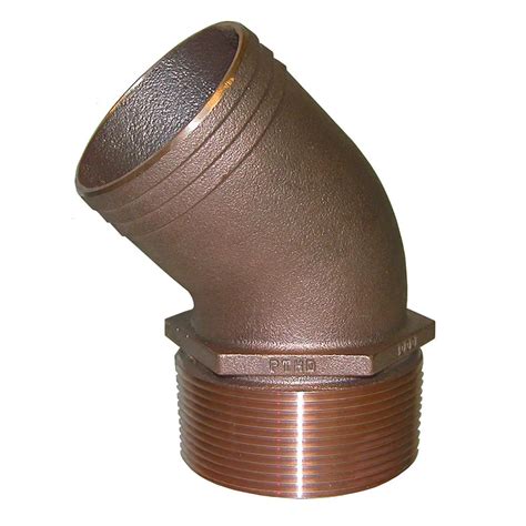 Groco 1 Npt Bronze 45 Degree Pipe To 1 Hose Pthd 1000