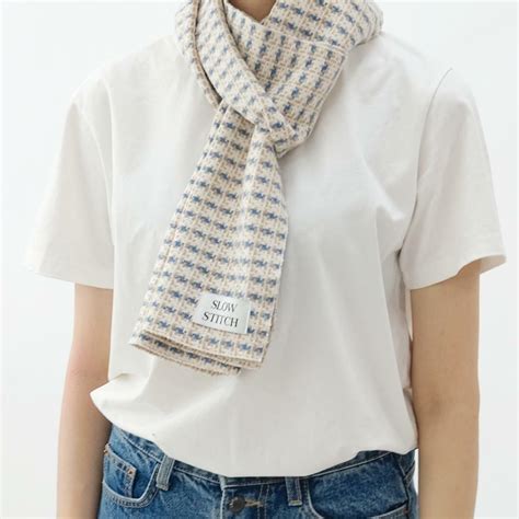 코튼 캔디 화이트 머플러 하고