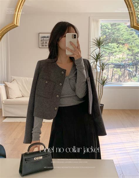 리썸데이 브리프 노카라 자켓 2color 겨울겨울자켓하객룩연말룩크리스마스룩출근룩 데일리룩교복아이템라운드자켓베이직기본페미닌