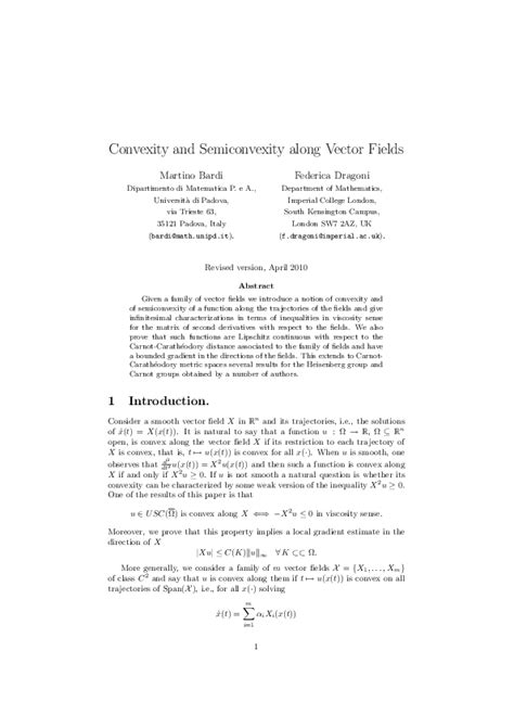 Pdf Convexity And Semiconvexity Along Vector Fields