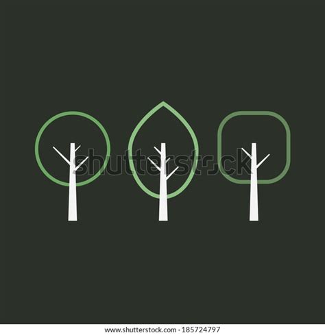 Trees Set Flat Design Minimal Style Stock Vector Royalty Free