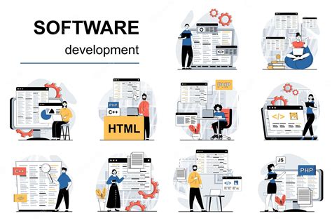 Premium Vector Software Development Concept With Character Situations