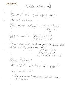 Calculus Notation Notes Derivatives By Julane Crabtree TPT