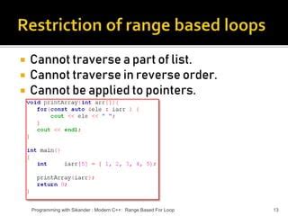 Modern CPP Range Based For Loop Pptx