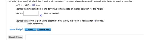 Solved An Object Is Dropped Off Building Ignoring Air Resistance The