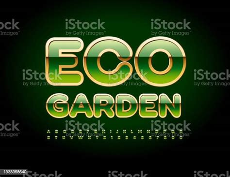 녹색과 금 알파벳 문자와 숫자 세트 벡터 세련된 기호 에코 가든 그래픽 프린트에 대한 스톡 벡터 아트 및 기타 이미지 그래픽 프린트 금 금속 금색 Istock