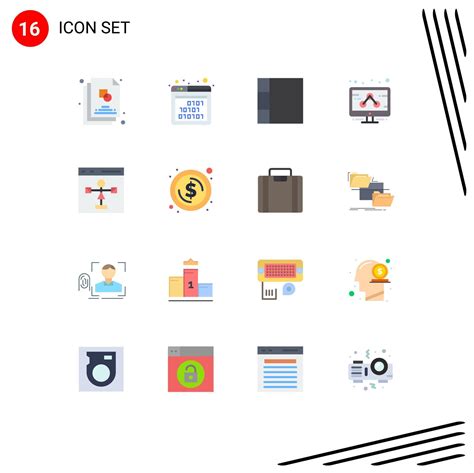 Set Of 16 Vector Flat Colors On Grid For Programming Development Grid