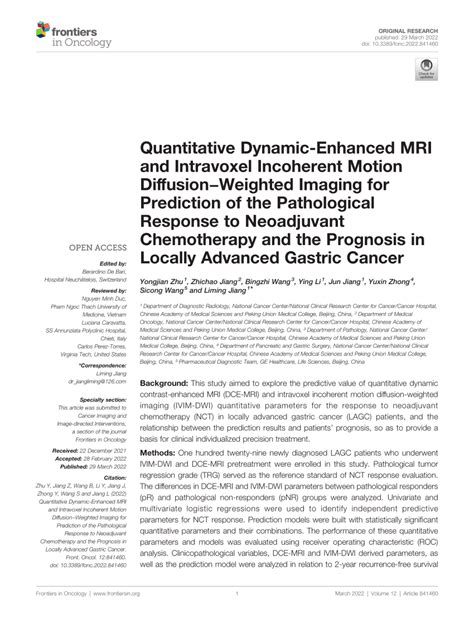 Pdf Quantitative Dynamic Enhanced Mri And Intravoxel Incoherent Motion Diffusion−weighted