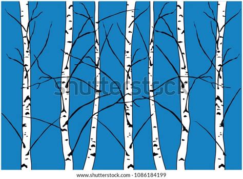 Color Vector Illustration Naked Birch Trees Stock Vector Royalty Free 1086184199 Shutterstock