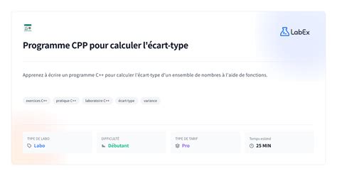 Programme Cpp Pour Calculer Lécart Type Labex Programme Cpp Pour Calculer Lécart Type Labex