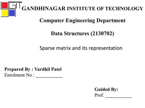 Sparse Matrix And Its Representation Data Structure Pptx Physics