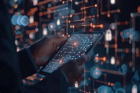 Premium Photo Businessman Securing Data On Laptop With Cybersecurity