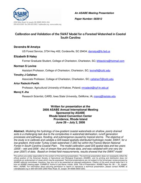 Pdf Calibration And Validation Of The Swat Model For A Forested Watershed In Coastal South