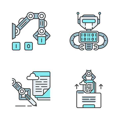 Rpa Color Icons Set Robotic Process Automation Clerical Process