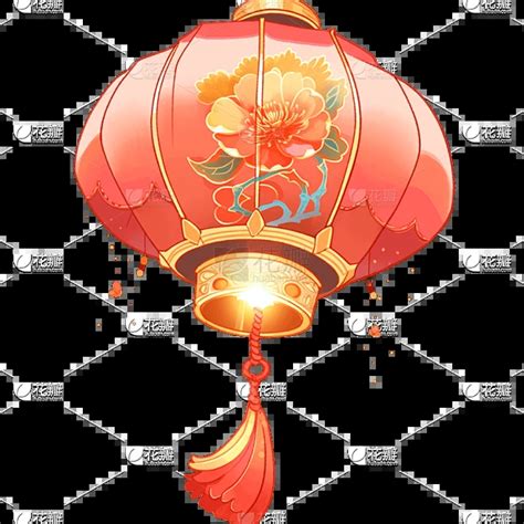 中国风红色灯笼贴纸素材 花瓣网