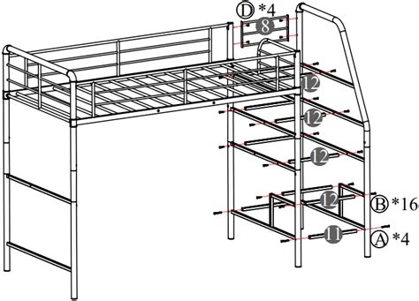 Merai Mf212221 Twin Over Full L Shaped Bunk And Loft Bed Instruction Manual