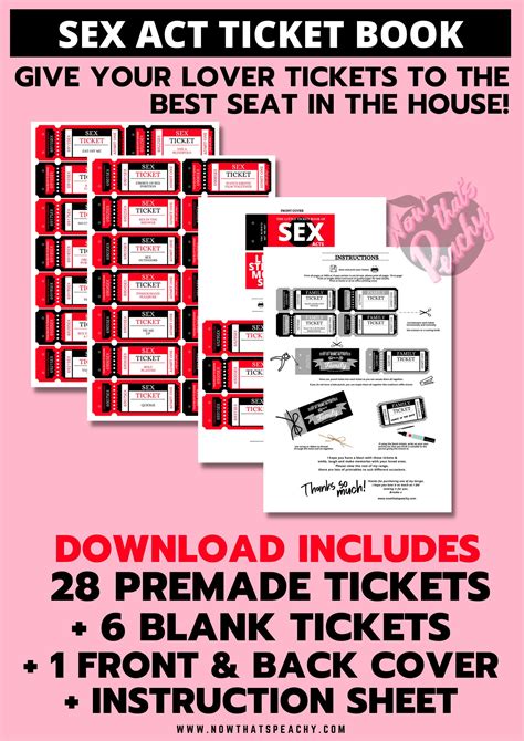 Sex Acts Ticket Voucher Book Printable Download Valentines Day