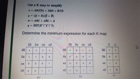 Solved Use A K Map To Simplify X AB CD ABD BCD Y Q Chegg